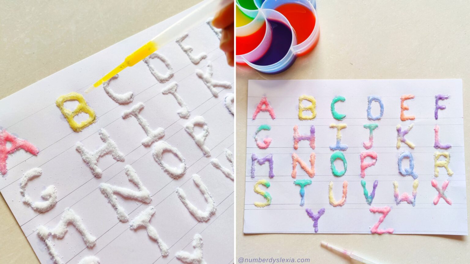 DIY: Raised Salt Alphabet Craft - Number Dyslexia