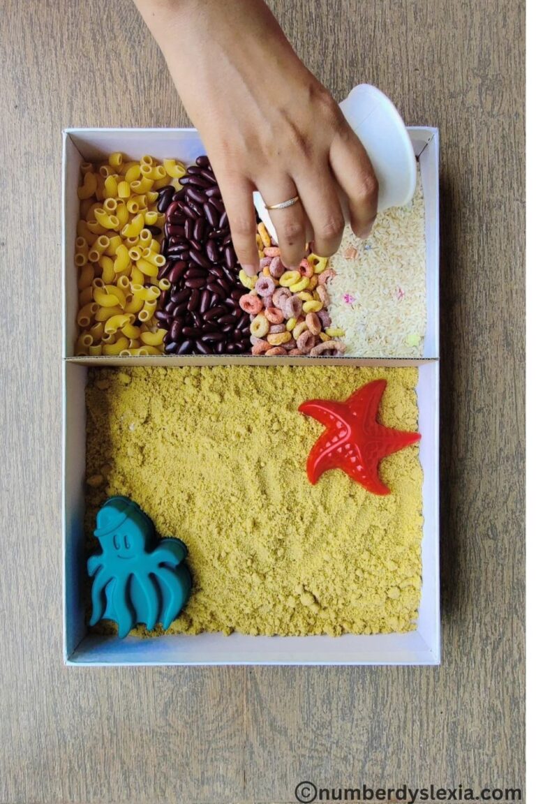 DIY: Fun Treasure Hunt Sensory Bin Activity - Number Dyslexia