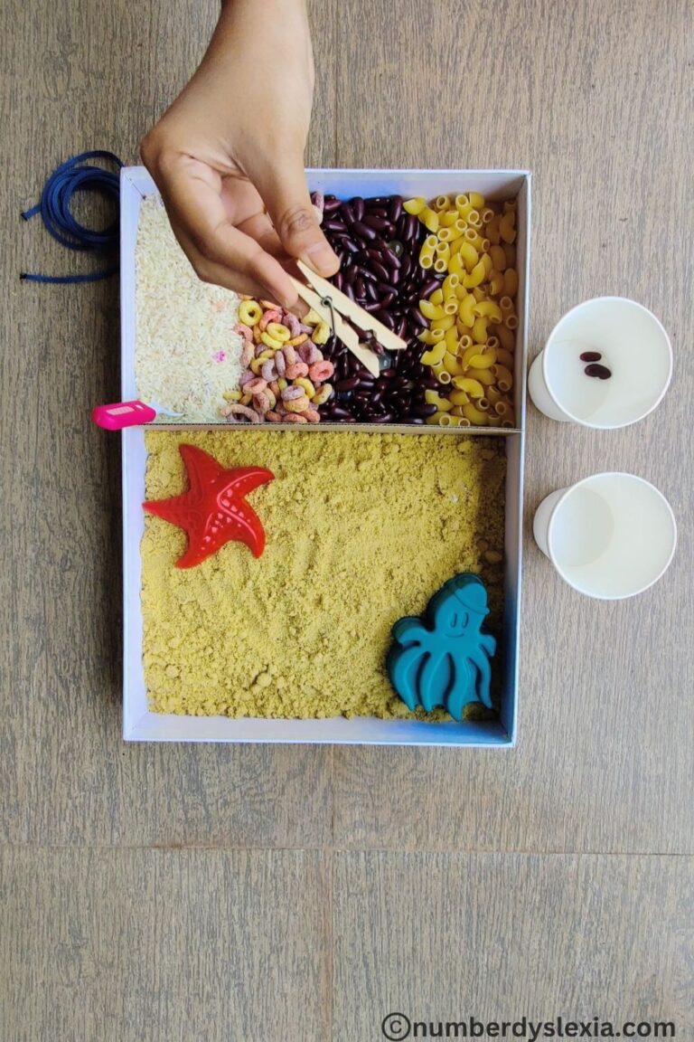 DIY: Fun Treasure Hunt Sensory Bin Activity - Number Dyslexia