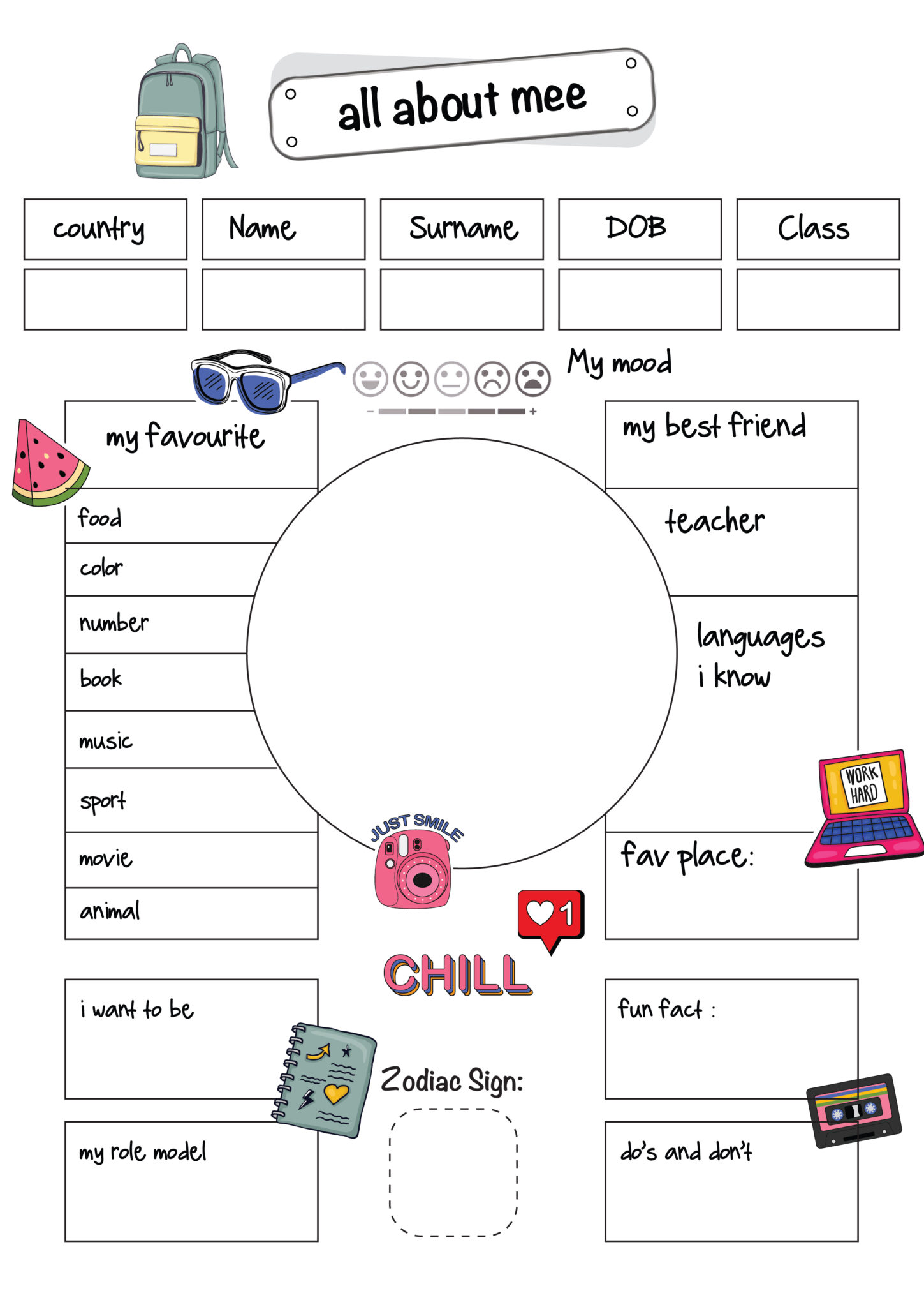 All About Me Worksheets for Children - Number Dyslexia