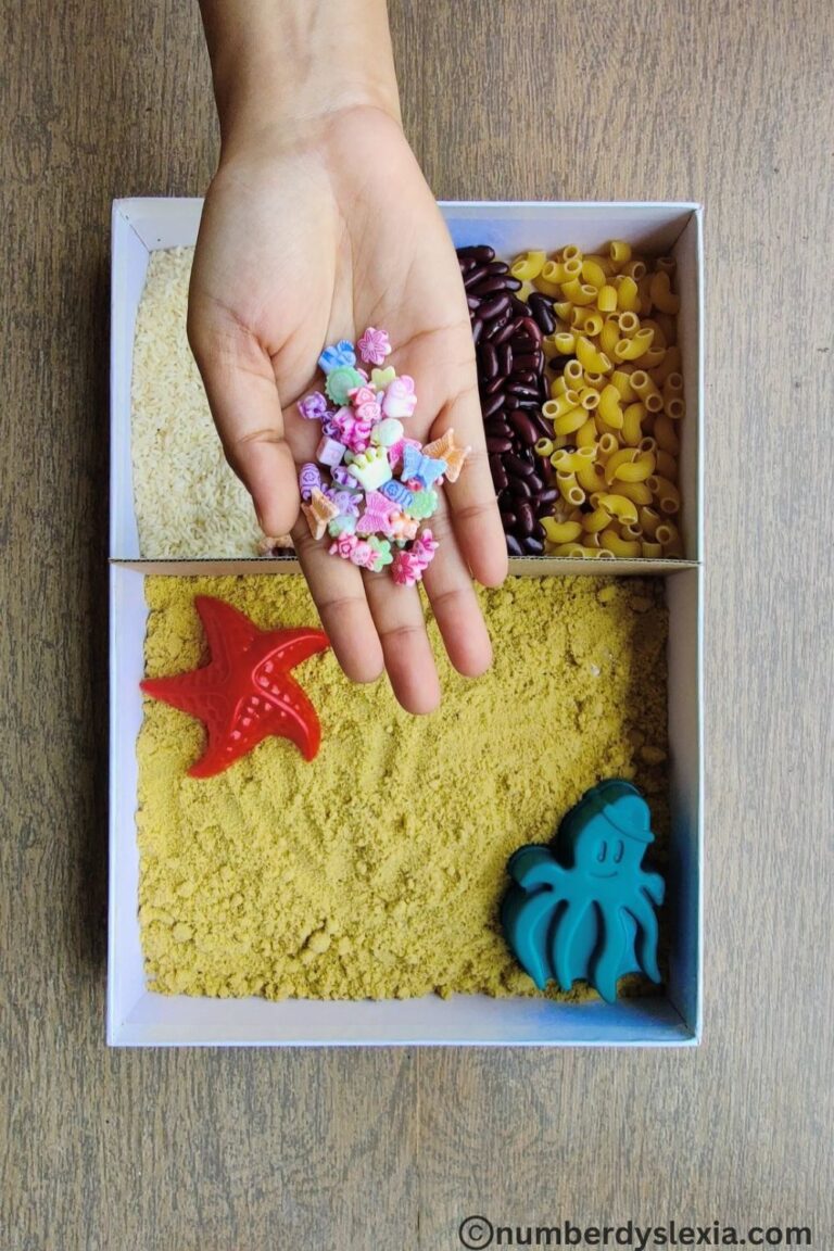 DIY: Fun Treasure Hunt Sensory Bin Activity - Number Dyslexia