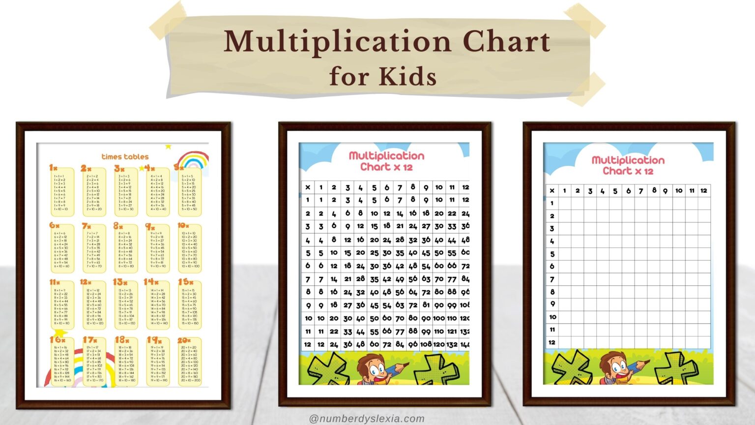 Printable Multiplication Chart for Kids - Number Dyslexia