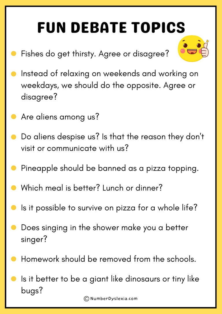100 Fun Debate Topics for Students - Number Dyslexia
