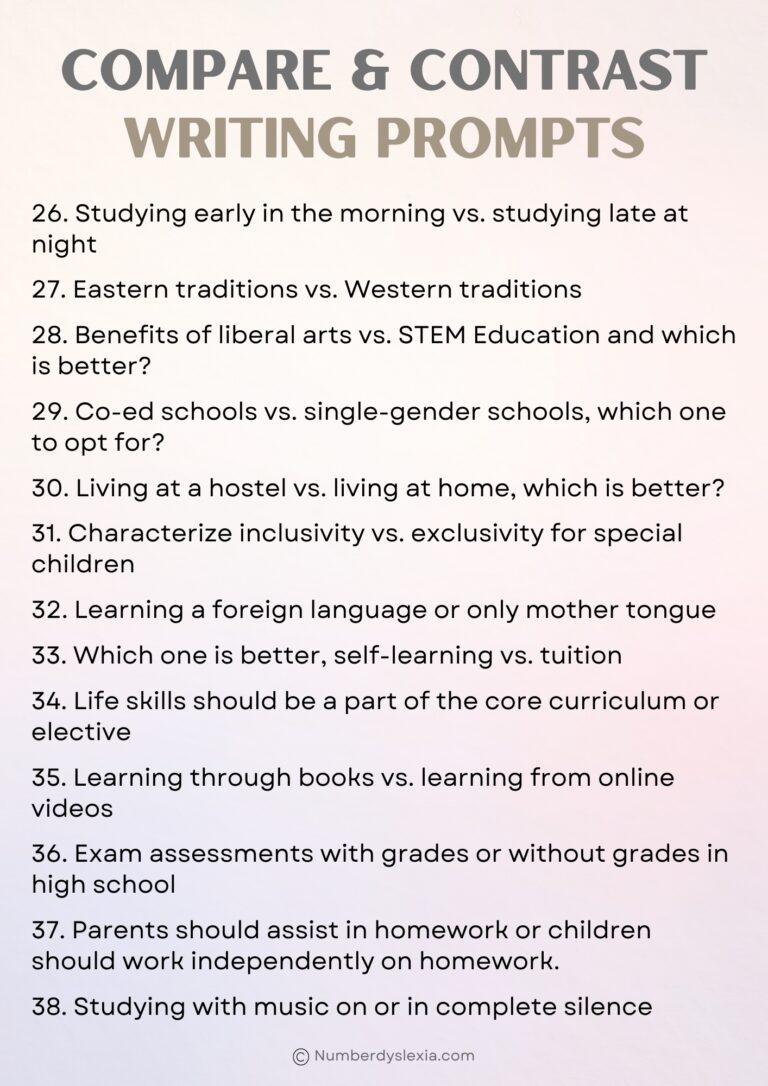 50 Compare and Contrast Writing Prompts [PDF Included] - Number Dyslexia
