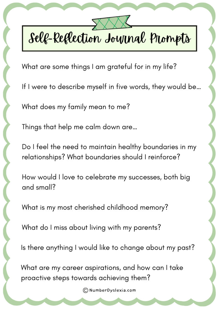 100 Self-Reflection Journal Prompts [Free Printable Included] - Number ...