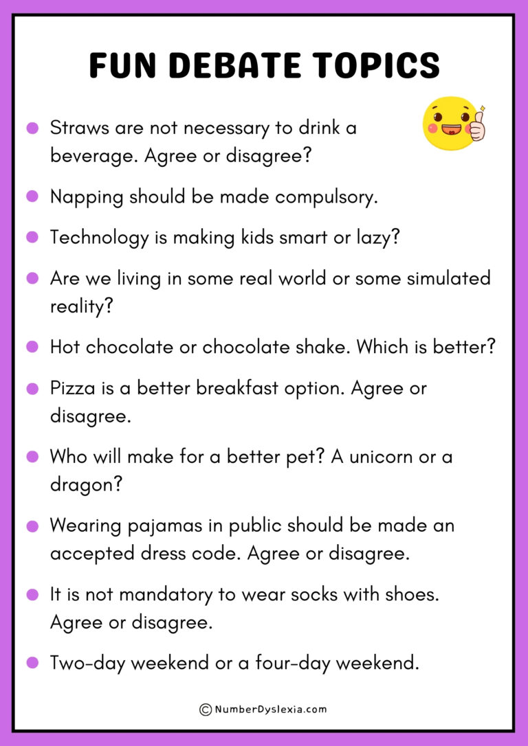 100 Fun Debate Topics for Students - Number Dyslexia