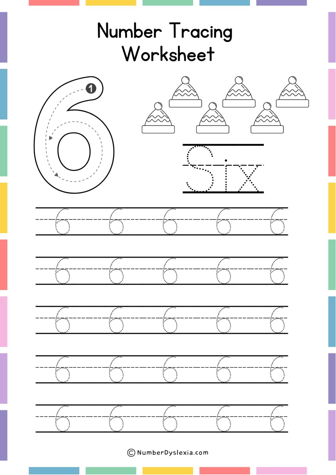 Printable tracing sheets for Preschoolers - Number Dyslexia