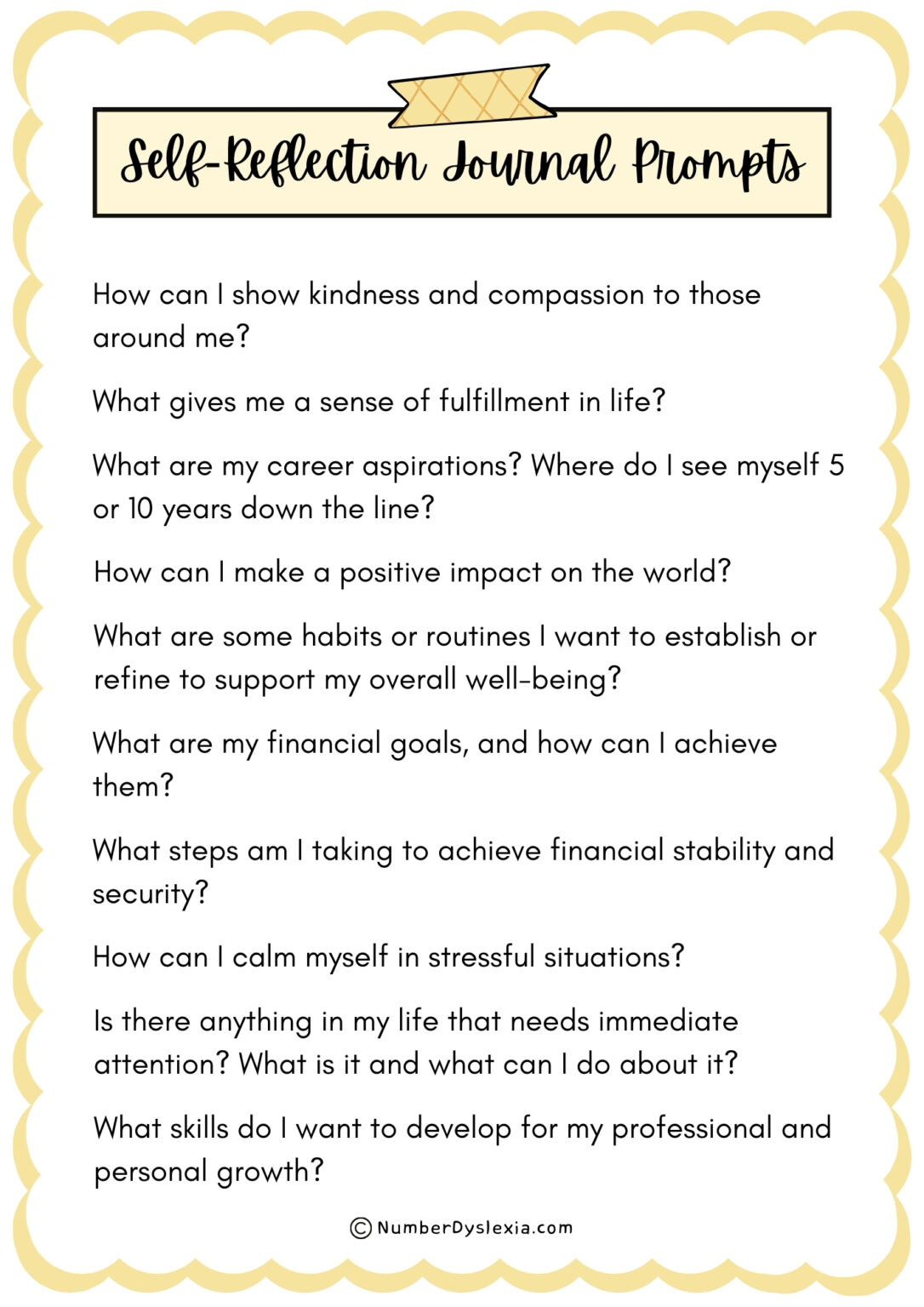 100 Self-Reflection Journal Prompts [Free Printable Included] - Number Dyslexia