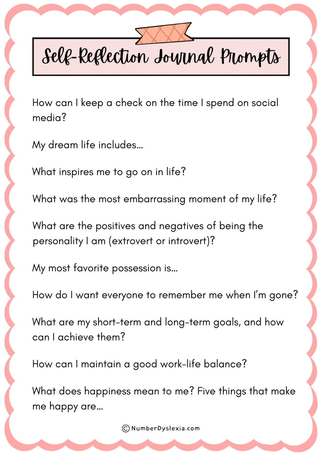 100 Self-Reflection Journal Prompts [Free Printable Included] - Number ...