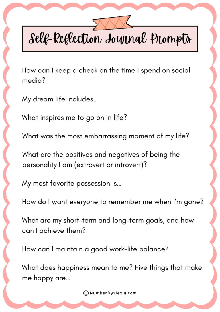 100 Self-Reflection Journal Prompts [Free Printable Included] - Number ...
