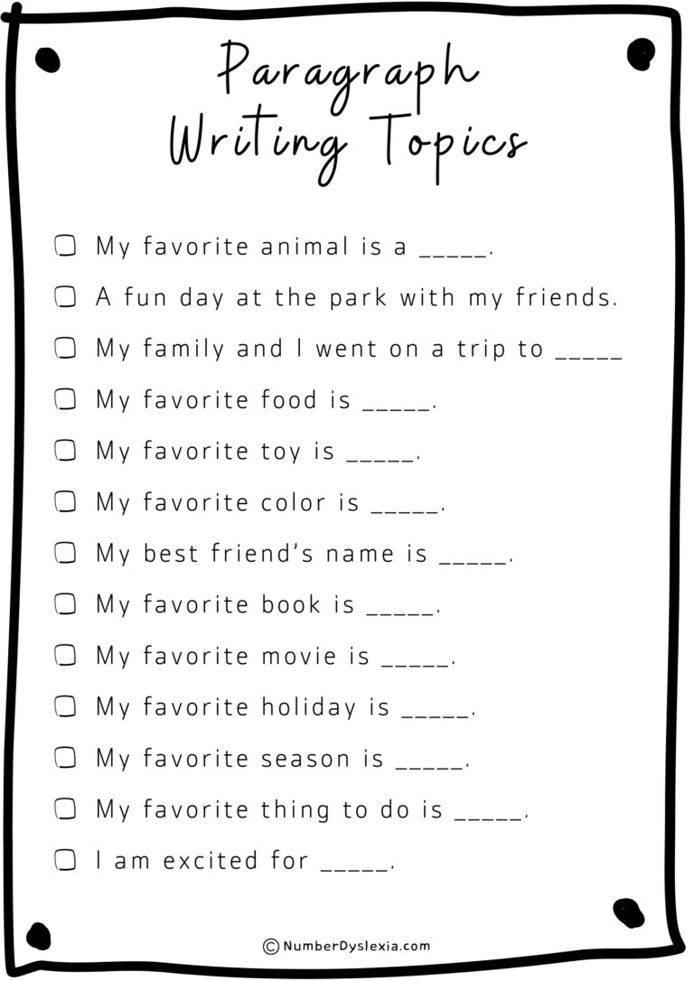 99 Paragraph Writing Topics [PDF Included] - Number Dyslexia