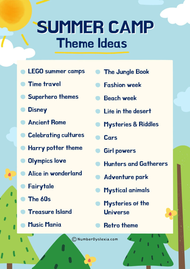 List Of Unique Summer Camp Themes for Kids [PDF Included] - Number Dyslexia