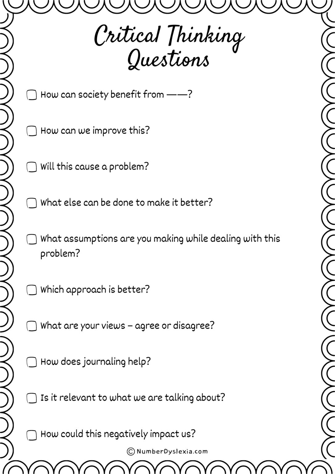 100 Critical Thinking Questions For Kids [PDF Included] - Number Dyslexia