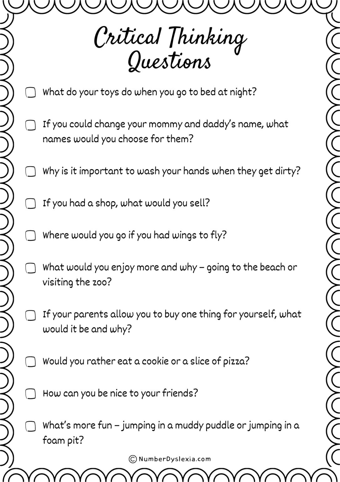 100 Critical Thinking Questions For Kids [PDF Included] - Number Dyslexia