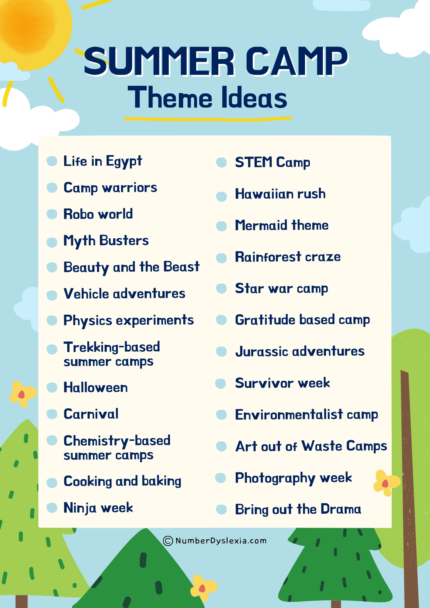 List Of Unique Summer Camp Themes For Kids PDF Included Number Dyslexia List Of Unique Summer Camp Themes For Kids PDF Included Number Dyslexia