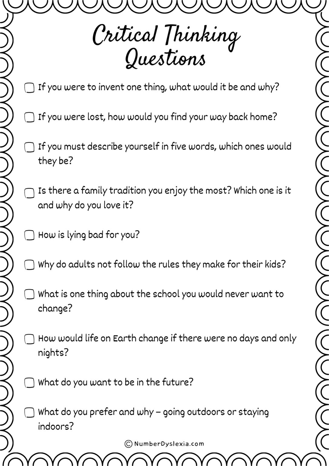 100 Critical Thinking Questions For Kids [PDF Included] - Number Dyslexia