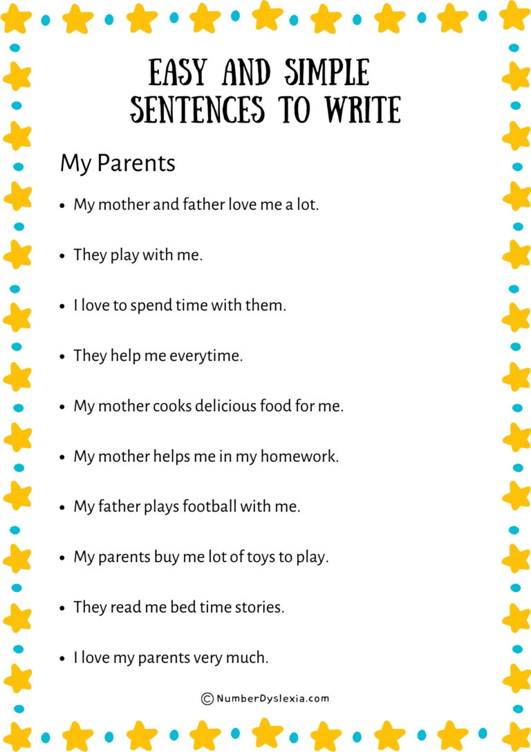 100 Easy And Simple Sentences For Kindergarteners To Write [PDF ...