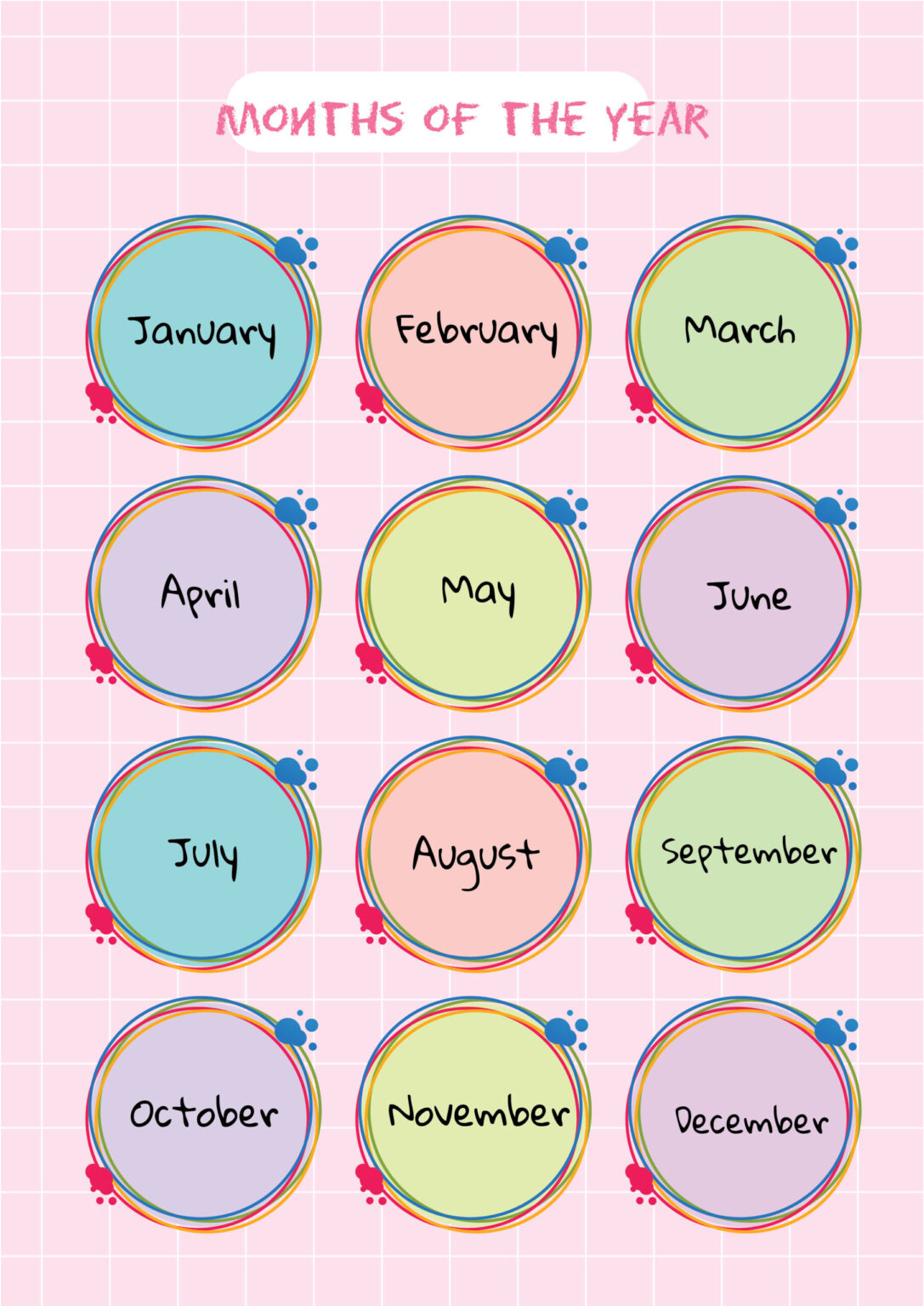 Free Printable Months Of The Year Charts [PDF] - Number Dyslexia