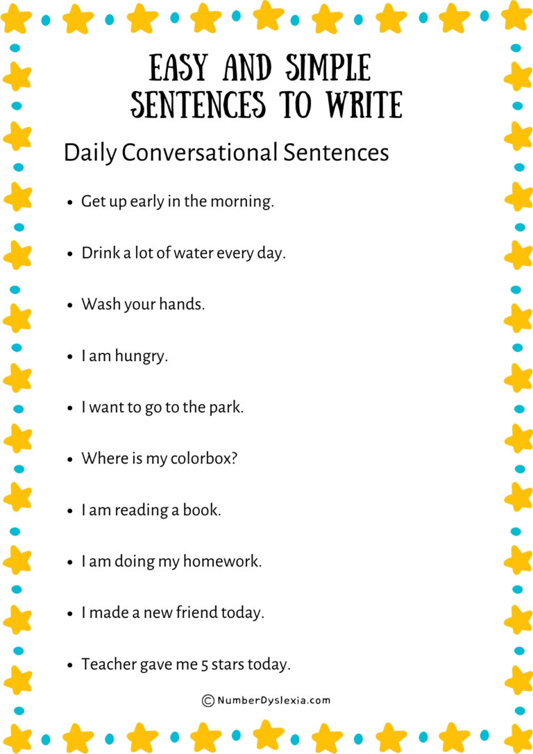 100 Easy And Simple Sentences For Kindergarteners To Write [PDF ...