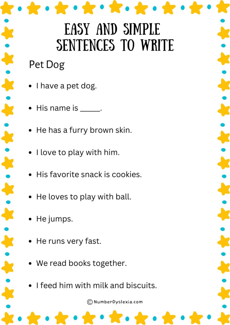 100 Easy And Simple Sentences For Kindergarteners To Write [PDF ...