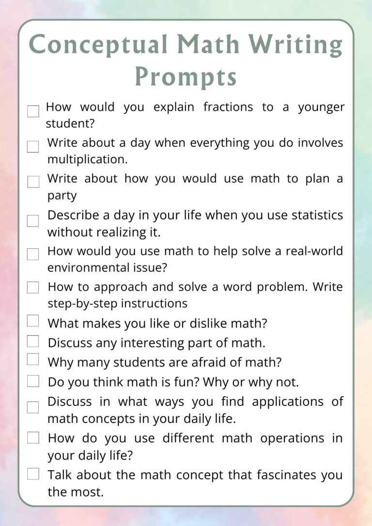 50 Middle School Math Writing Prompts[PDF Included] - Number Dyslexia