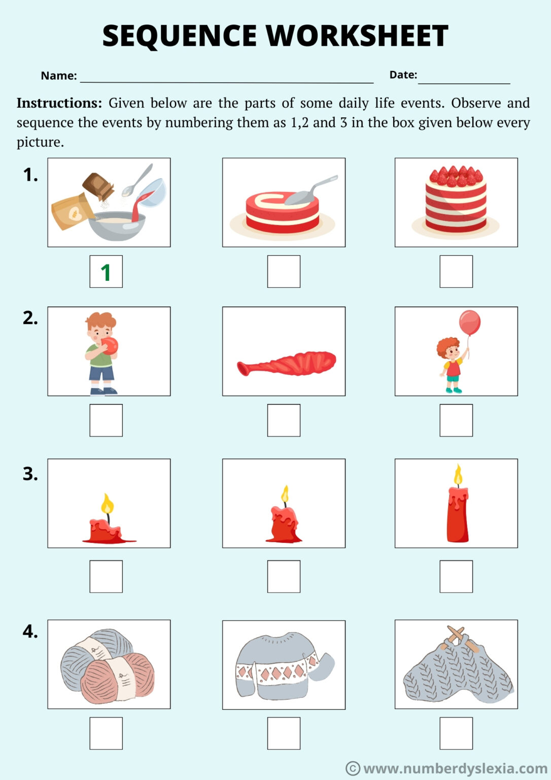 Printable Sequence Worksheets For Kindergarten [PDF Included] - Number ...