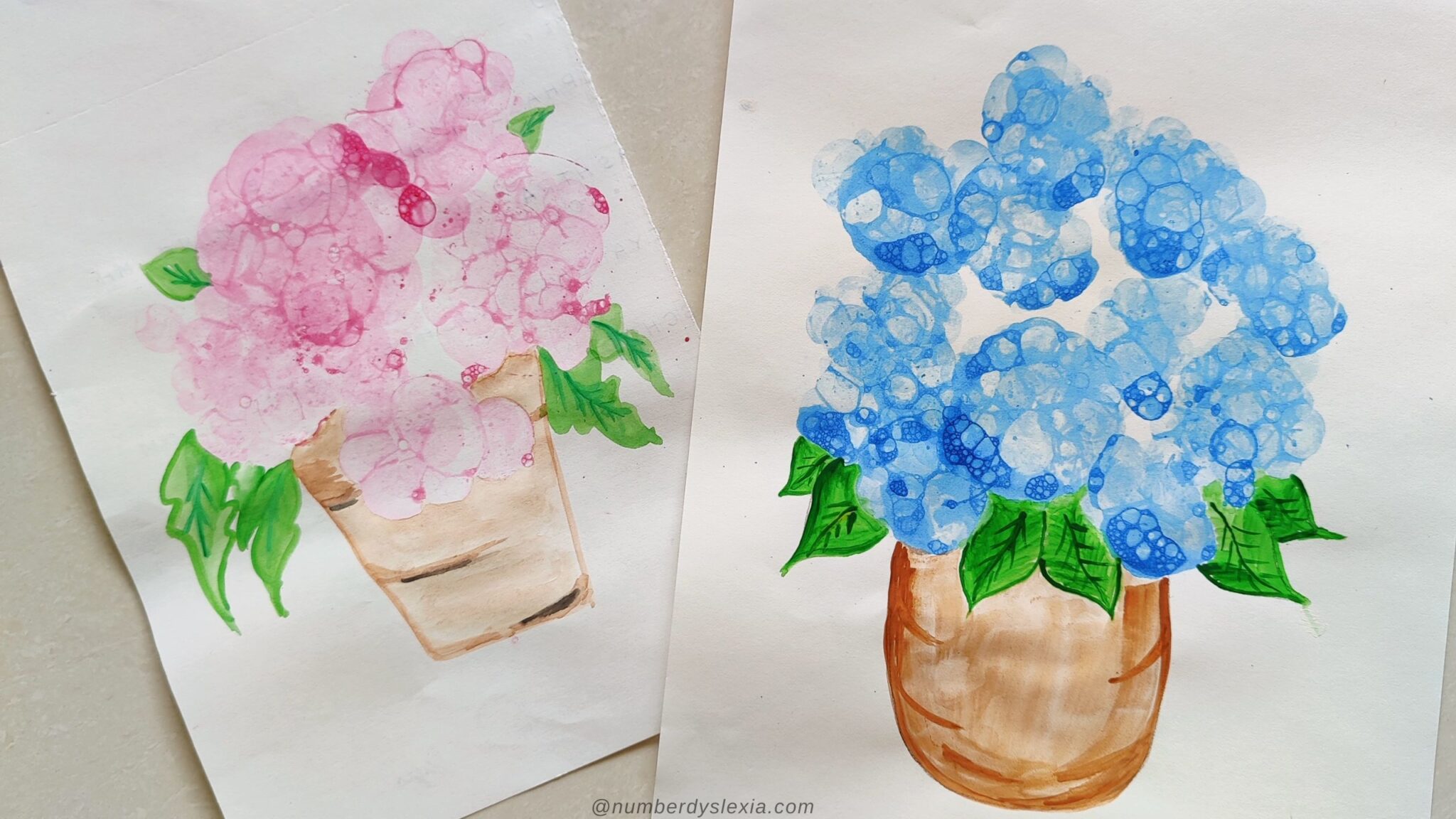 DIY Bubble Painting Art Ideas - Number Dyslexia