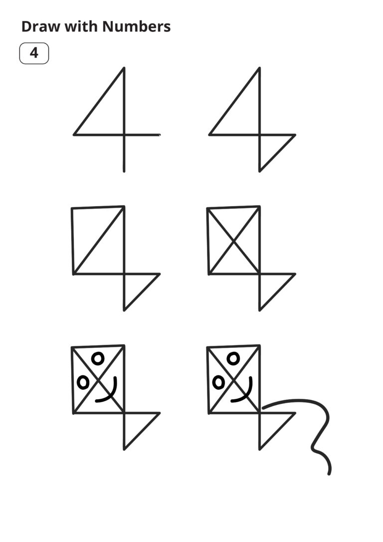 Drawing Ideas Using Alphabet and Numbers [Printable Included] - Number ...