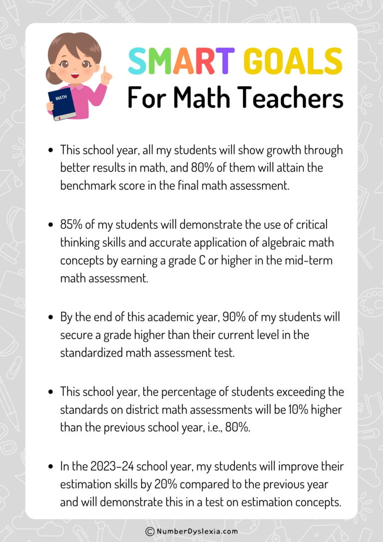 20 Effective SMART Goals For Math Teachers [PDF Included] - Number Dyslexia