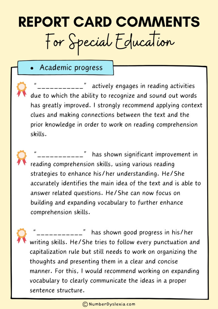 160 Report Card Comments For Students With Special Needs [PDF Included ...