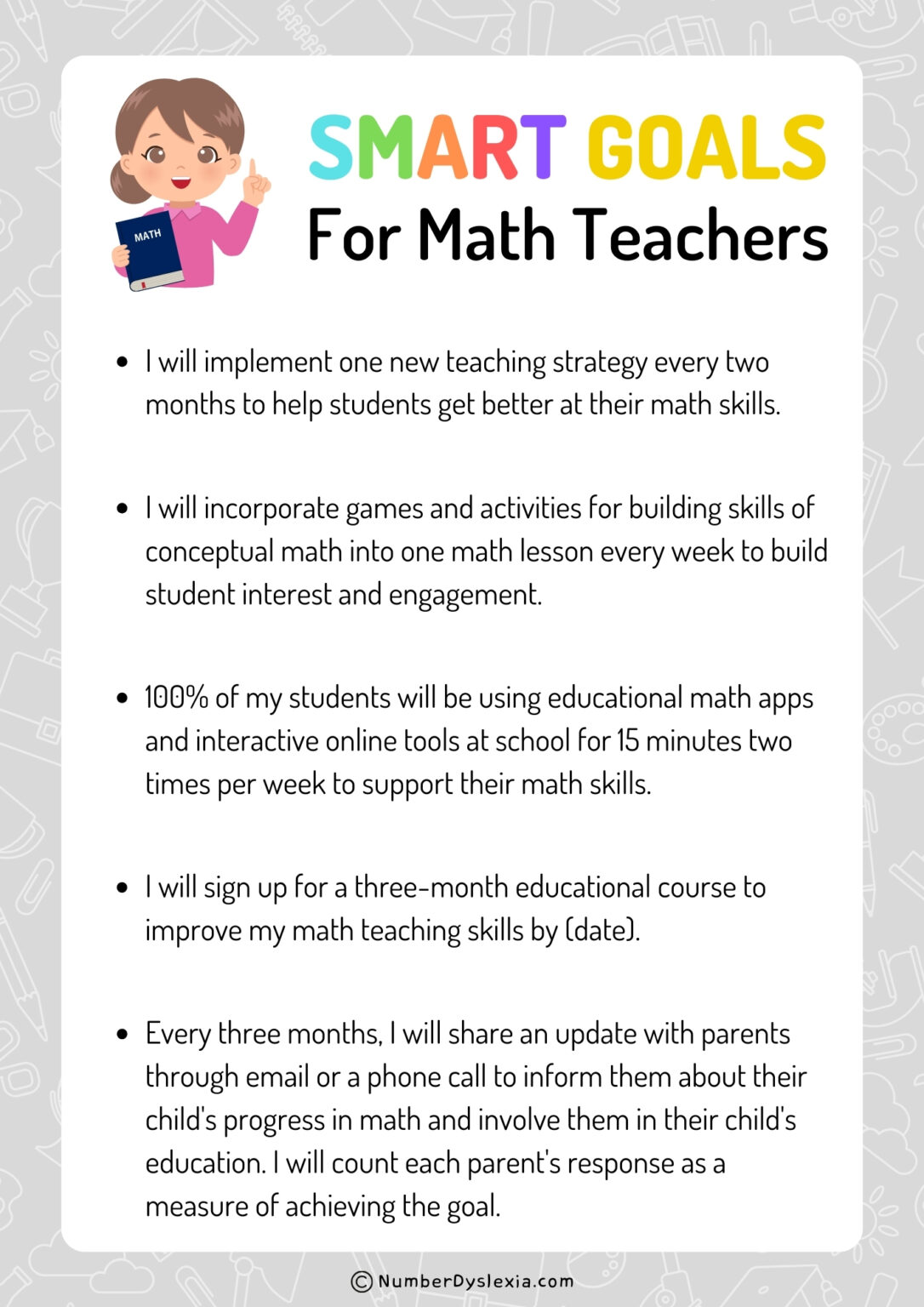 20 Effective SMART Goals For Math Teachers [PDF Included] - Number Dyslexia