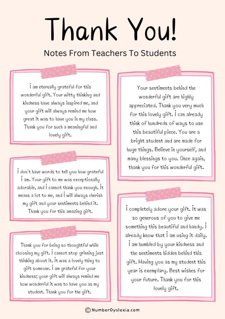 30 Thank You Notes From Teachers To Students For Gifts [PDF Included ...