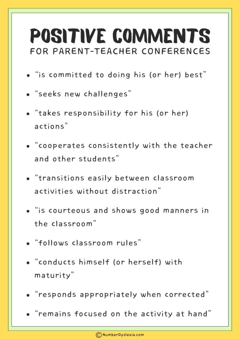 100 Positive Comments For Parent-Teacher Conferences [PDF Included ...