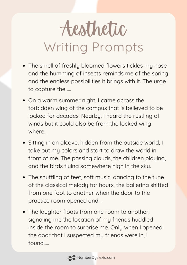50 Aesthetic Writing Prompts - Number Dyslexia
