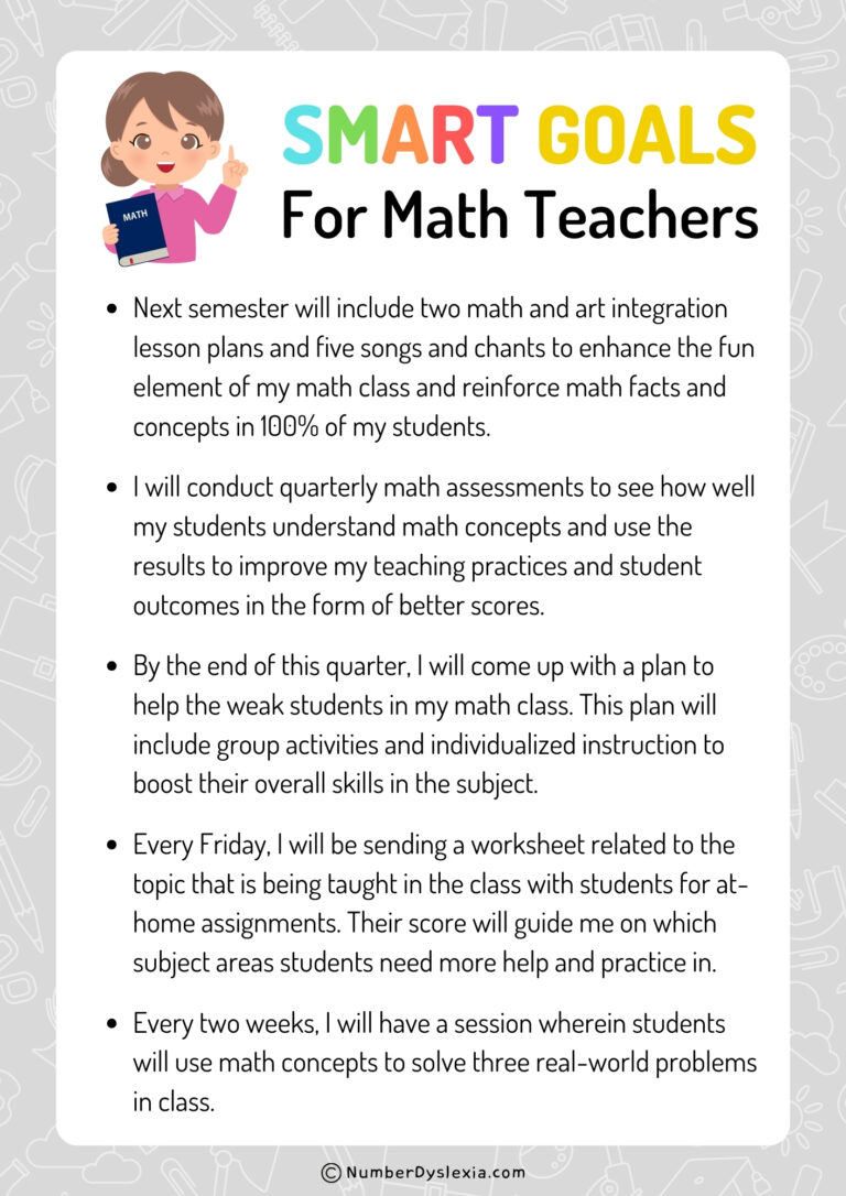 20 Effective SMART Goals For Math Teachers [PDF Included] - Number Dyslexia