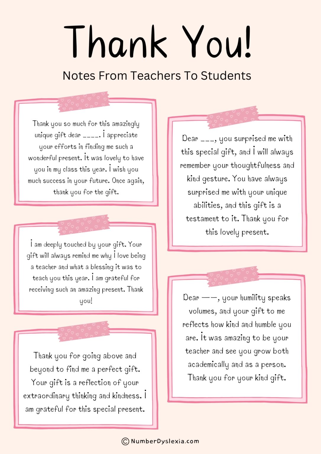 30 Thank You Notes From Teachers To Students For Gifts [PDF Included ...