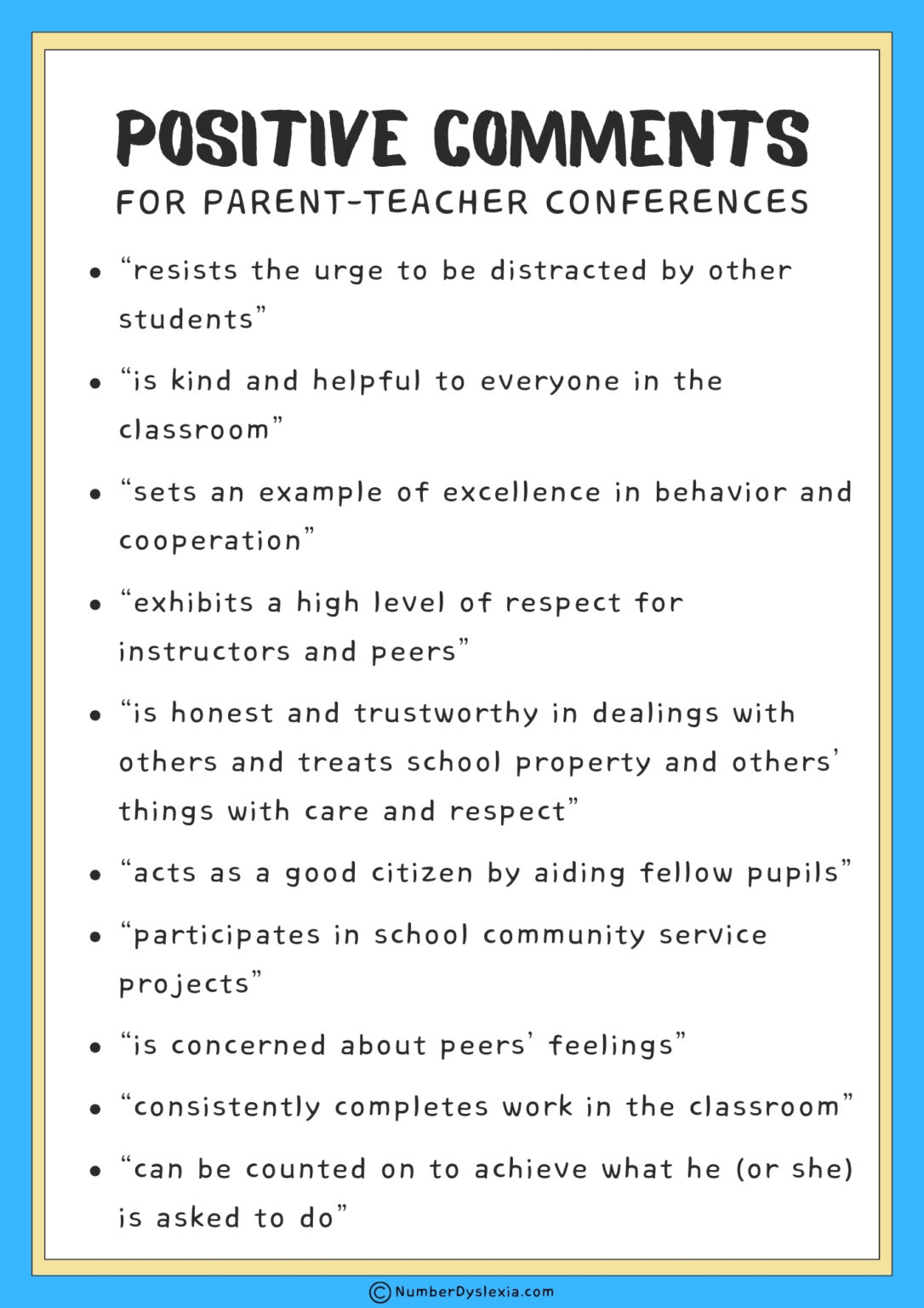 100 Positive Comments For Parent-Teacher Conferences [PDF Included ...