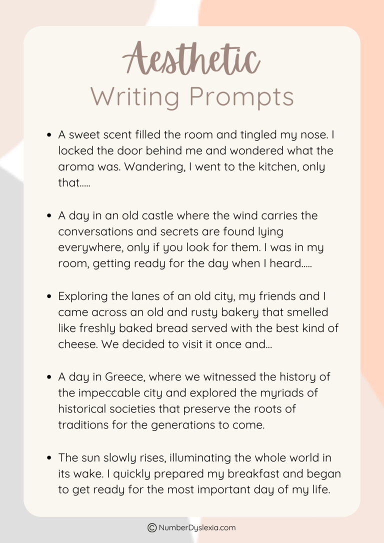 50 Aesthetic Writing Prompts - Number Dyslexia