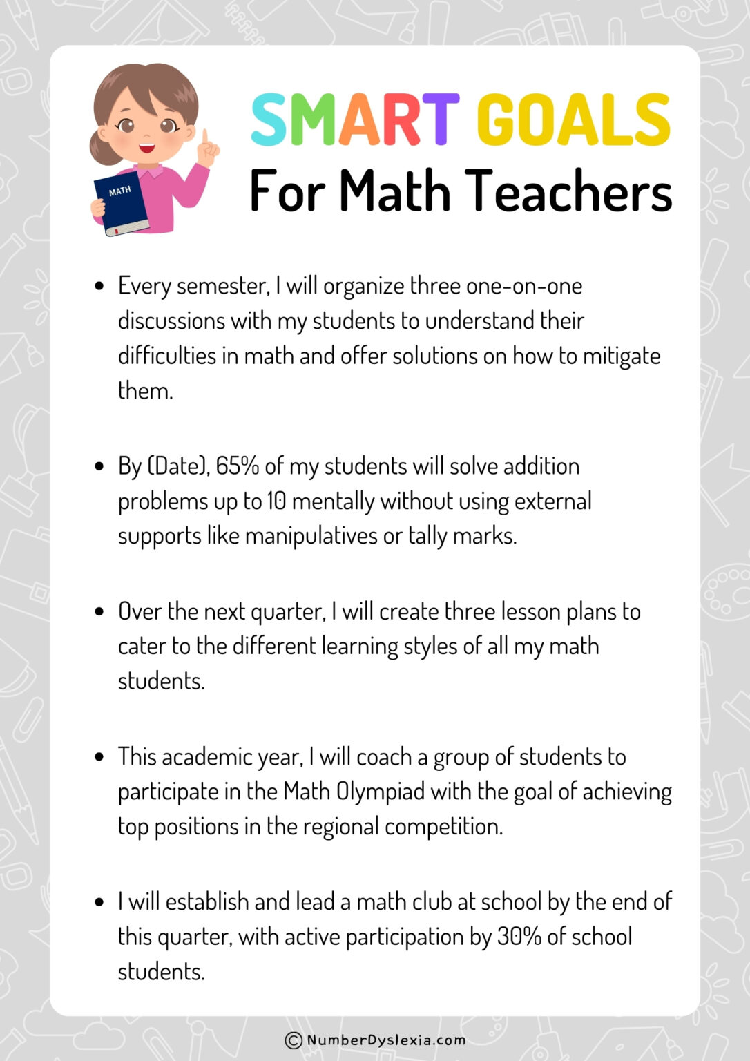 20 Effective SMART Goals For Math Teachers [PDF Included] - Number Dyslexia
