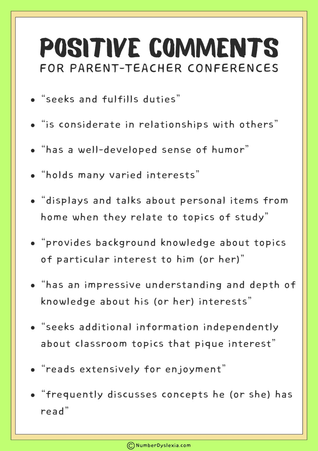 100 Positive Comments For Parent-Teacher Conferences [PDF Included ...