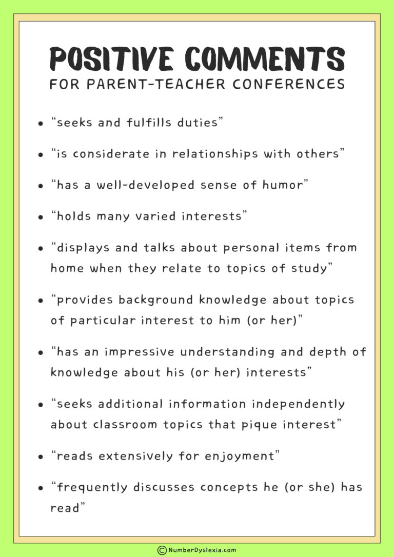 100 Positive Comments For Parent-Teacher Conferences [PDF Included ...