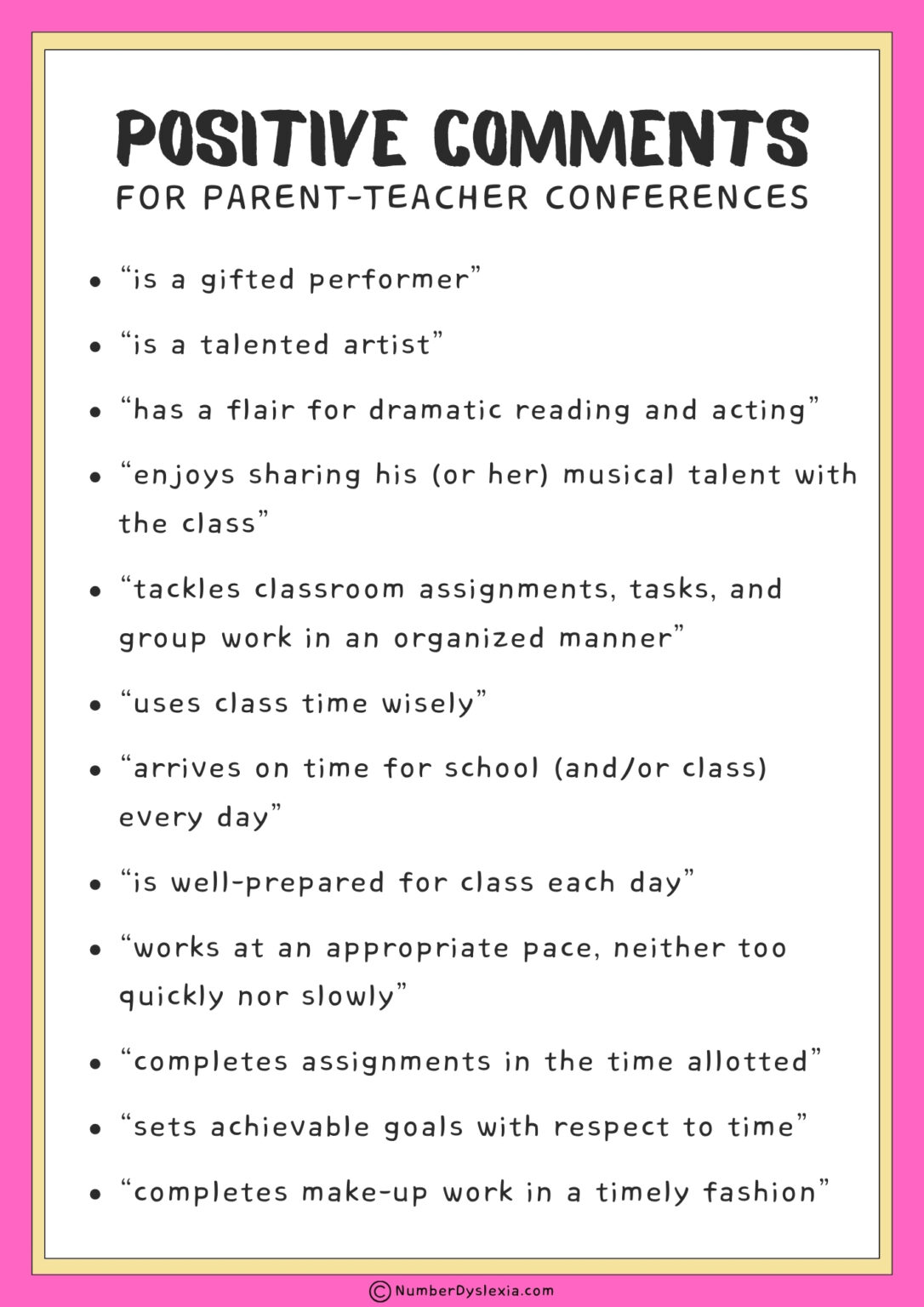 100 Positive Comments For Parent-Teacher Conferences [PDF Included ...