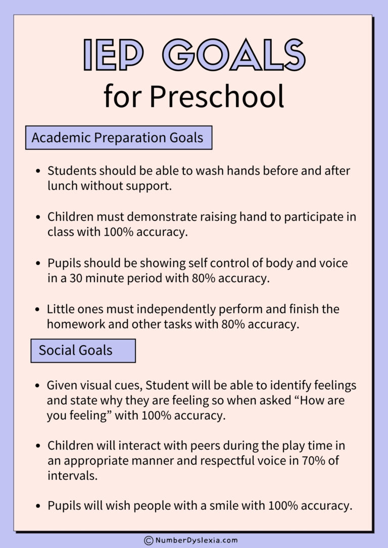 List Of IEP Goals For Preschool [PDF Included] - Number Dyslexia