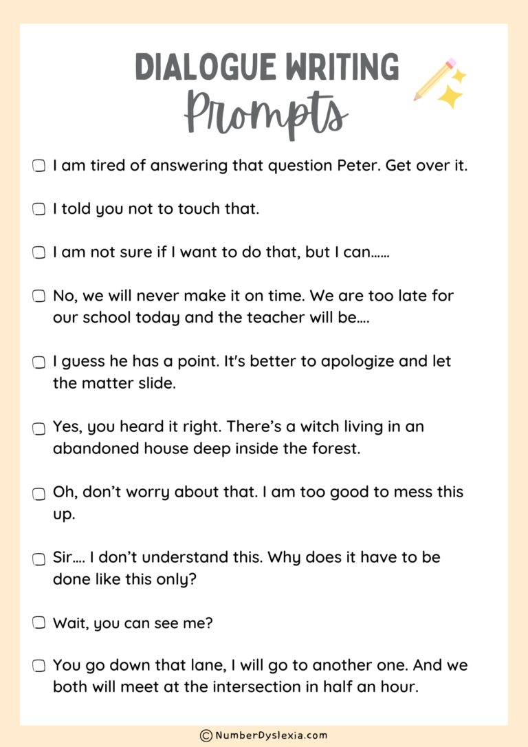 100 Interesting Dialogue Writing Prompts for Children - Number Dyslexia