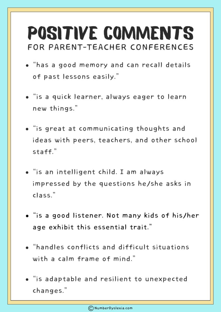 100 Positive Comments For Parent-Teacher Conferences [PDF Included ...