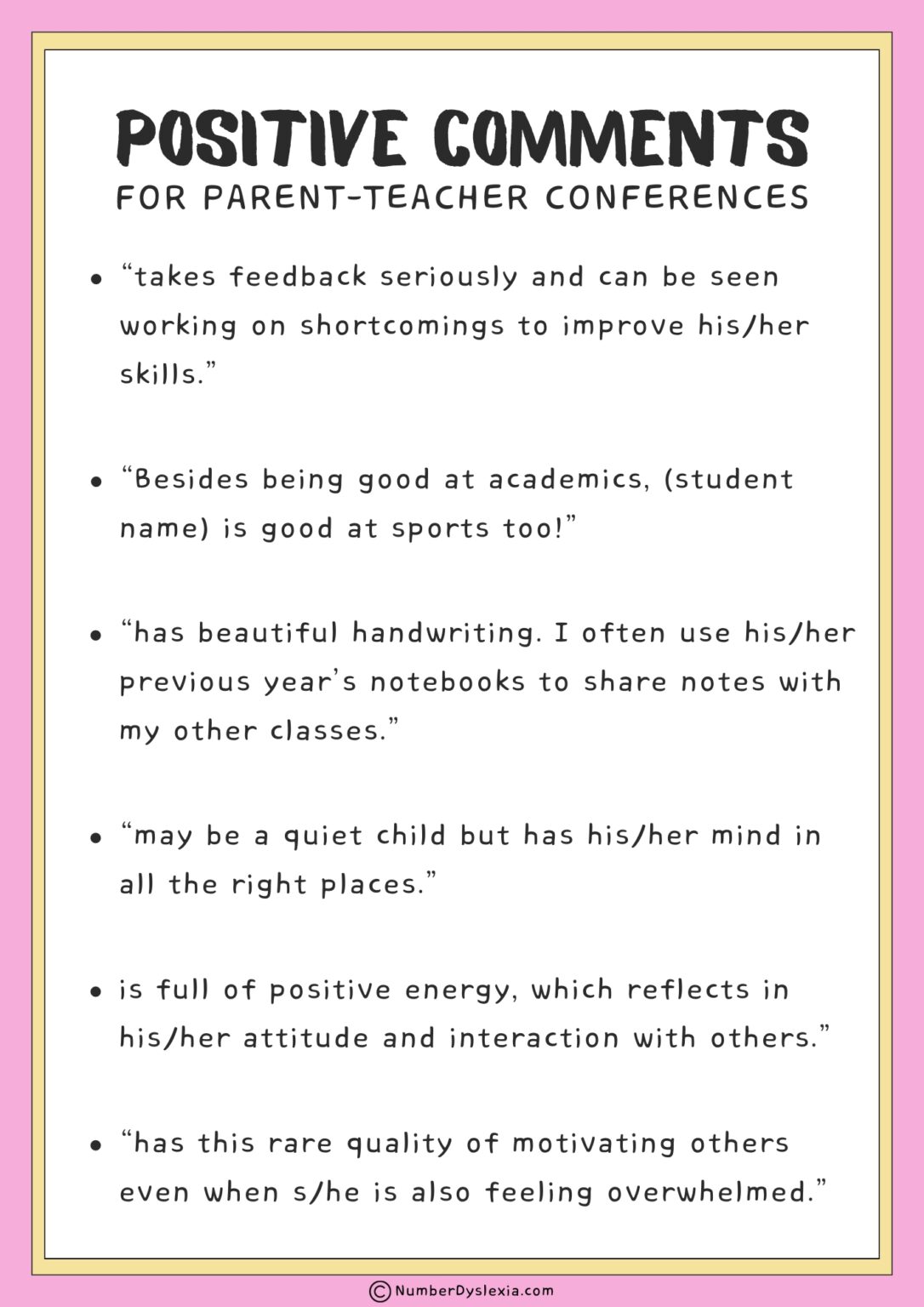 100 Positive Comments For Parent-Teacher Conferences [PDF Included ...