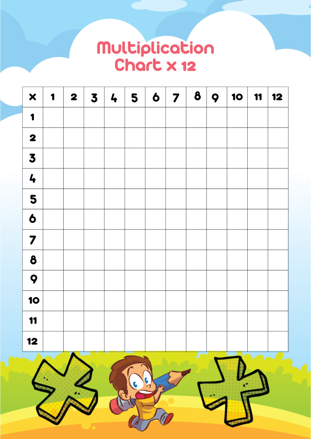 Printable Multiplication Chart for Kids - Number Dyslexia