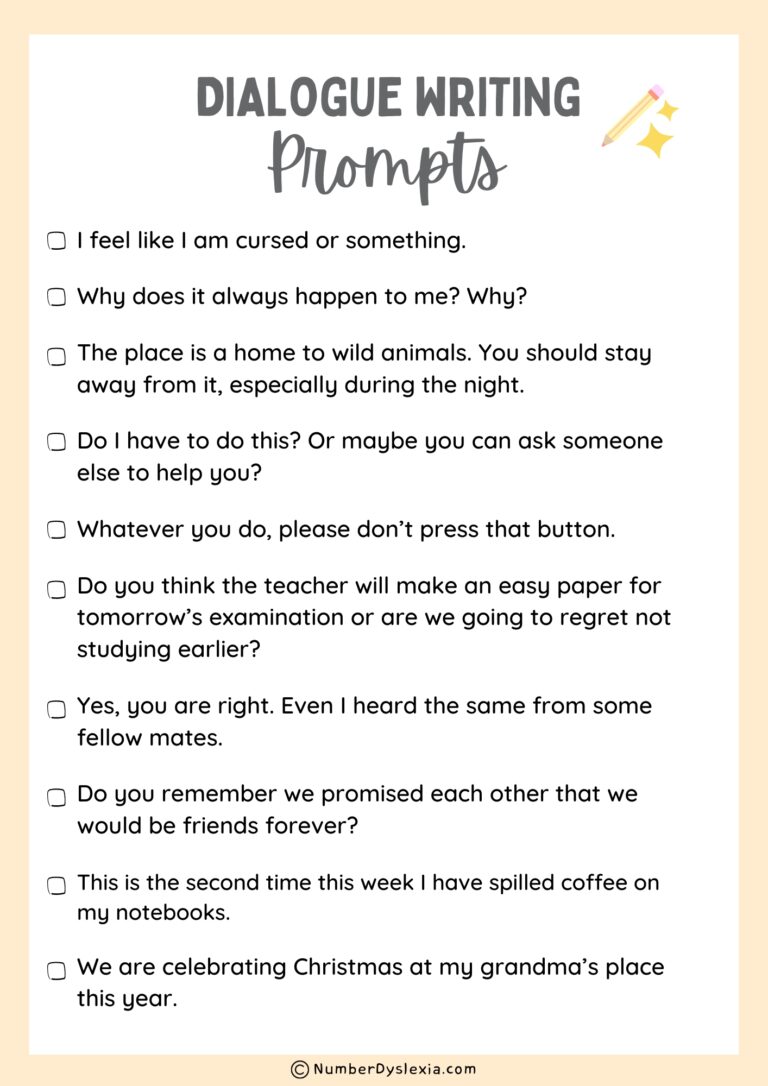 100 Interesting Dialogue Writing Prompts for Children - Number Dyslexia