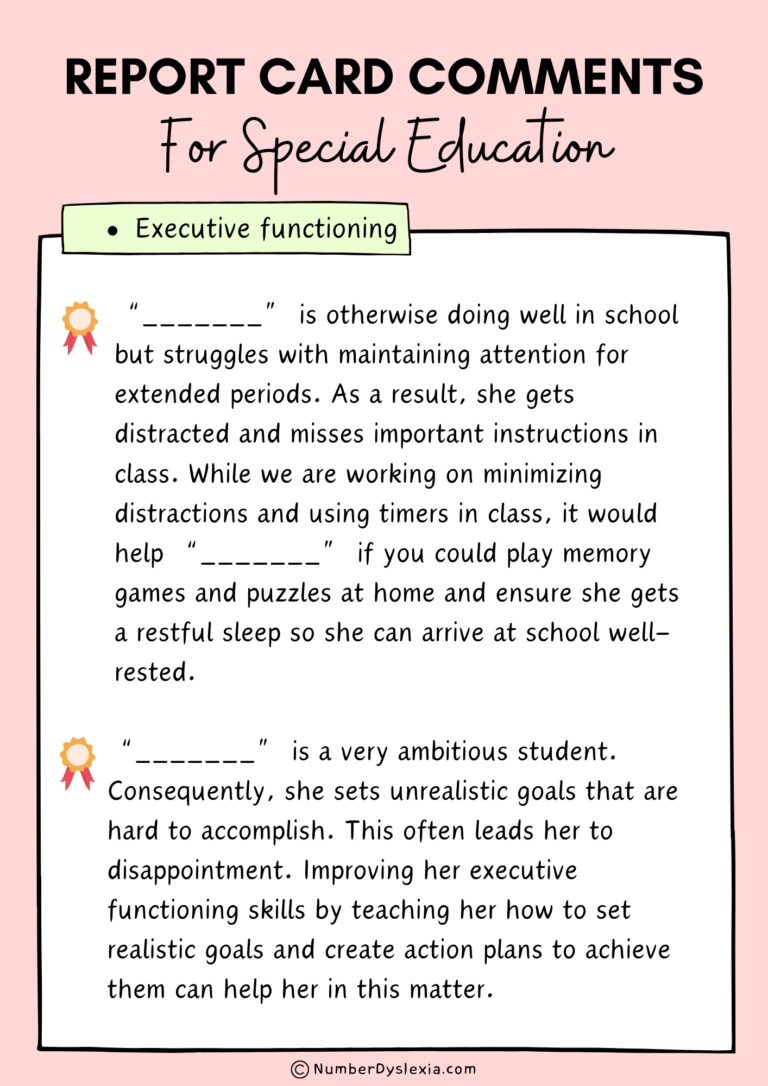 80 Report Card Comments For Students With Special Needs [PDF Included ...
