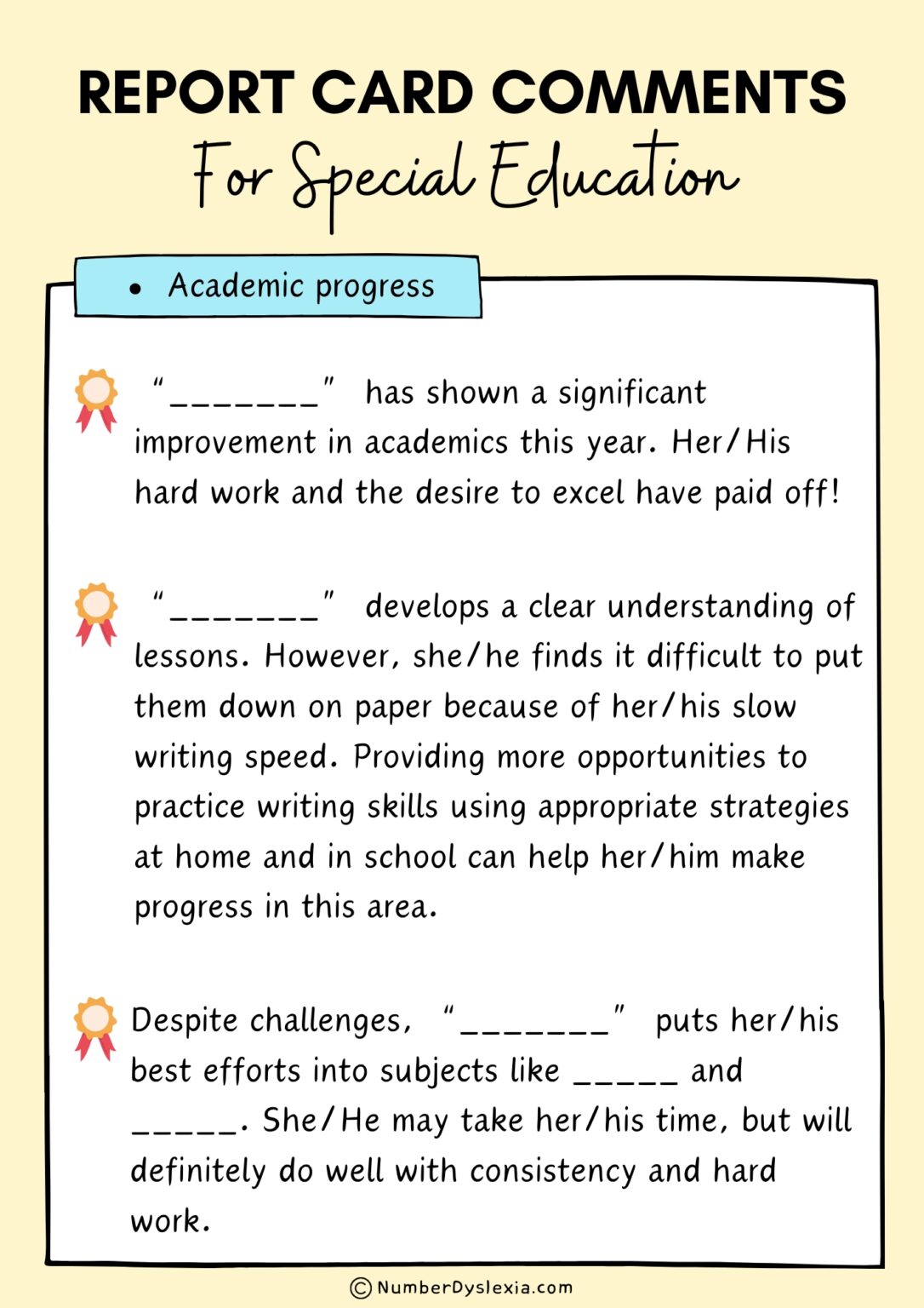 160 Report Card Comments For Students With Special Needs [PDF Included ...
